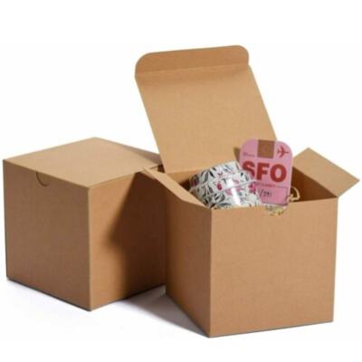 KRAFT 4x4x4 Brown Unfolded Fold Over Top Gift Box (Pack of 10) | eBay