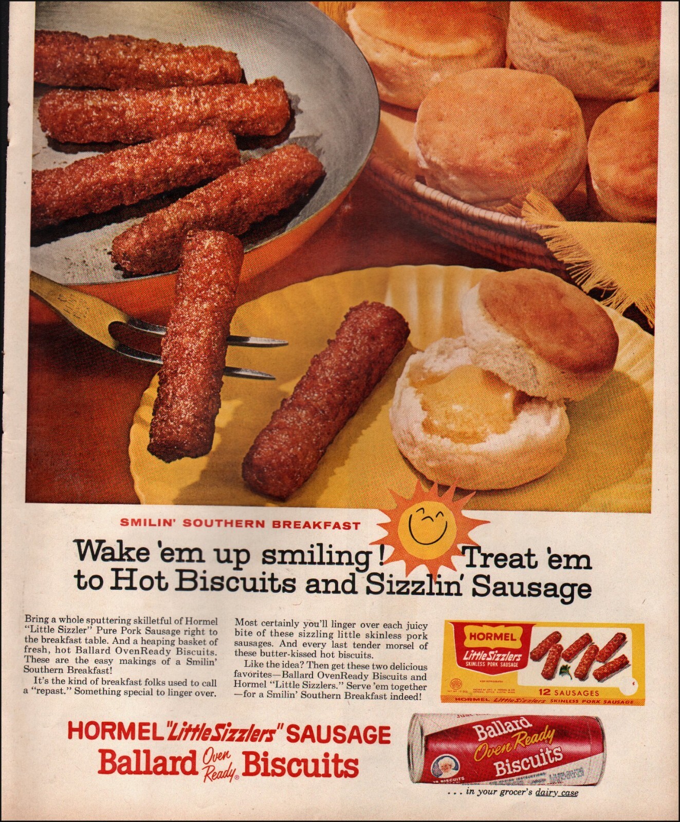1961 Vintage ad Hormel "little Sizzler's Ballard Biscuits retro Food 10 ...