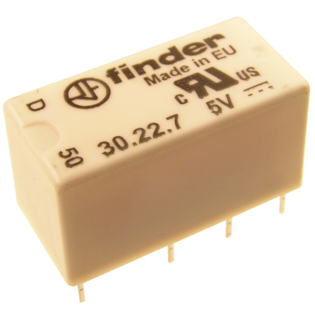 Finder 30.22.7.005 Dual-In-Line Relais 5V DC 2xUM 2A 125V AC Relay ...