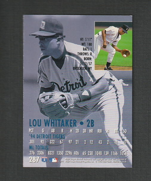 1995 Fleer Ultra Lou Whitaker #287 Detroit Tigers | eBay