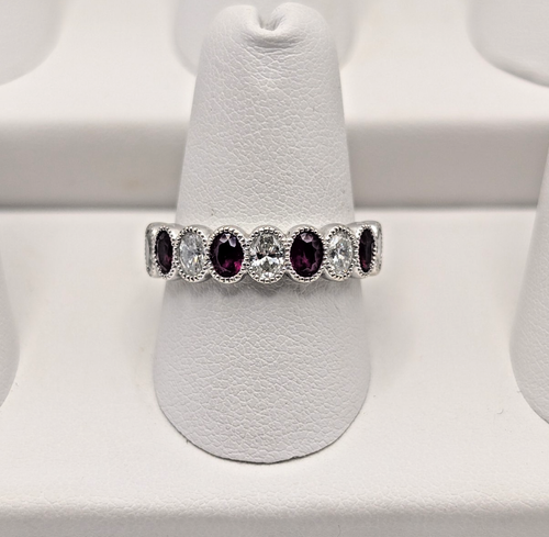 14kt White Gold Ruby and Diamond band | eBay