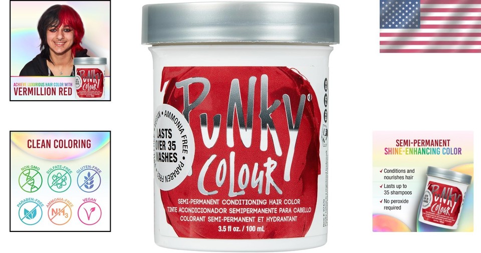 Vermillion Red Semi-Permanent Hair Color - Cruelty-Free & Conditioning ...