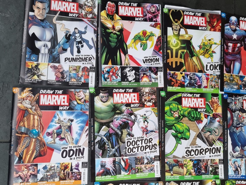 Draw The Marvel Way Bundle Binder and 24 different issues Hachette | eBay