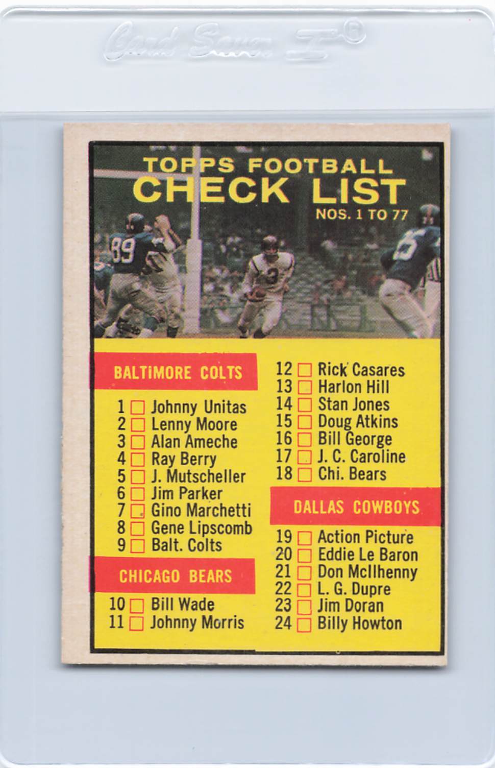 1961 Topps #67 Football Checklist EX *DA-A7526 | eBay
