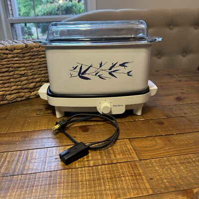 Vintage West Bend 6 qt Slow Cooker Rectangular White & Blue - 5 ...