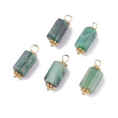 30Pcs Faceted Column Natural Emerald Pendants Charms For Jewelry Making ...