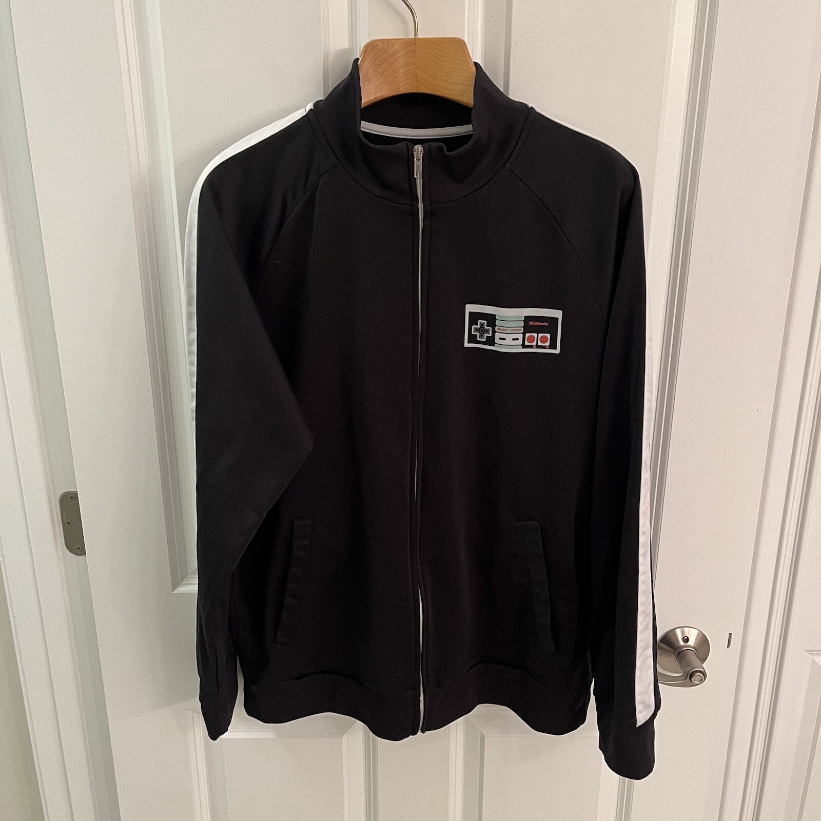 Nintendo NES Track Jacket Full Zip Men Large L Black … - Gem