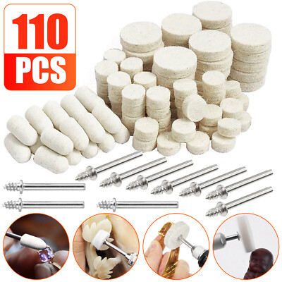 110Pcs Wool Felt Polishing Buffing Pads Waxing Head Wheel for Dremel ...