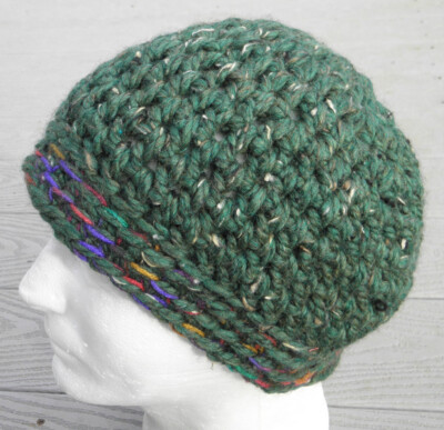 Solid Thick Green Medium Size Crocheted Scull Cap - Handmade by ...