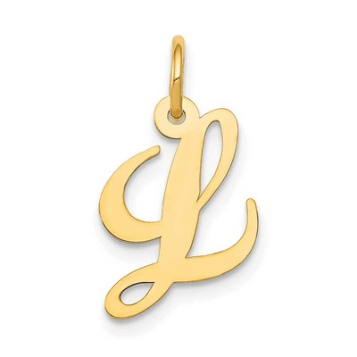 14K Gold Small Fancy Script Letter L Initial Charm | eBay
