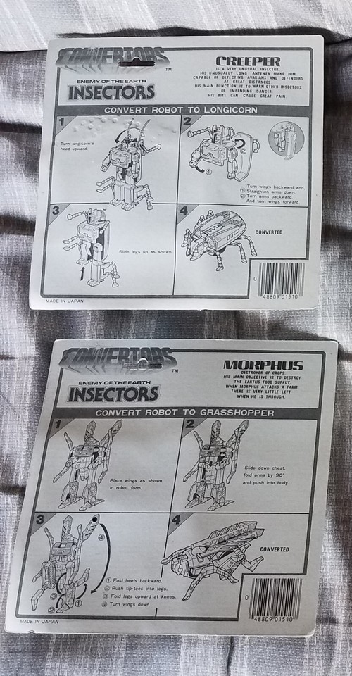 Vintage 1980'S CONVERTORS INSECTORS CREEPER AND MORPHUS Toy ROBOTS NIP ...