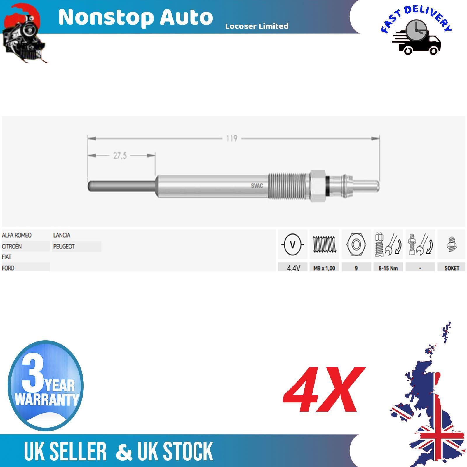 4X Glow Plugs For FIAT Panda Punto Qubo Strada 500 C L 5960L4 | eBay