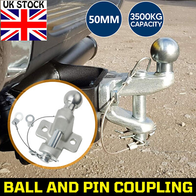 3500kg Tow Bar Ball and Pin Coupling 50mm Towing Hitch E approved 3.5t ...