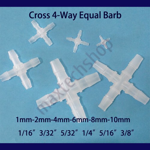 4-Way Port CROSS Plastic Hose Barb Fitting Tube Connector Adapter ...