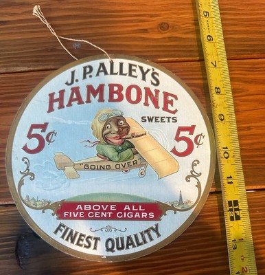 JP ALLEY'S HAMBONE SWEETS CIGARS TOBACCO SIGN FAN PULL BLACK AMERICANA ORIGINAL | eBay