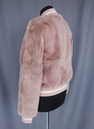 Elizabeth & James Ellington Rabbit Fur Rib Trim Bomber Jacket In Dahlia ...