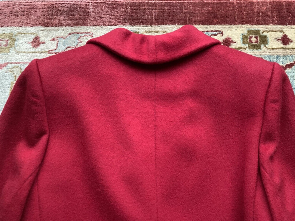 VTG Bert Newman Petite Bright Red 100% Pure Wool Pea Coat Long Parka ...