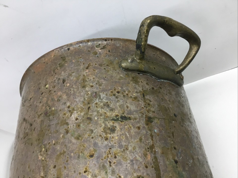 Antique French Heavy Copper Stock Pot Brass Handles Cookware ……[S8-5 ...