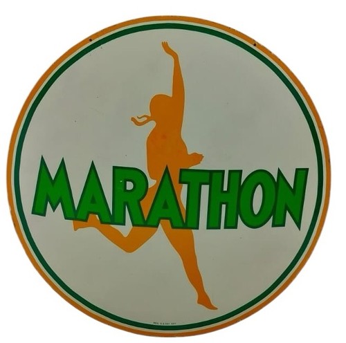 MARATHON RUNNER GASOLINE PORCELAIN ENAMEL SIGN 48 INCHES OR 4 FEETS DSP ...