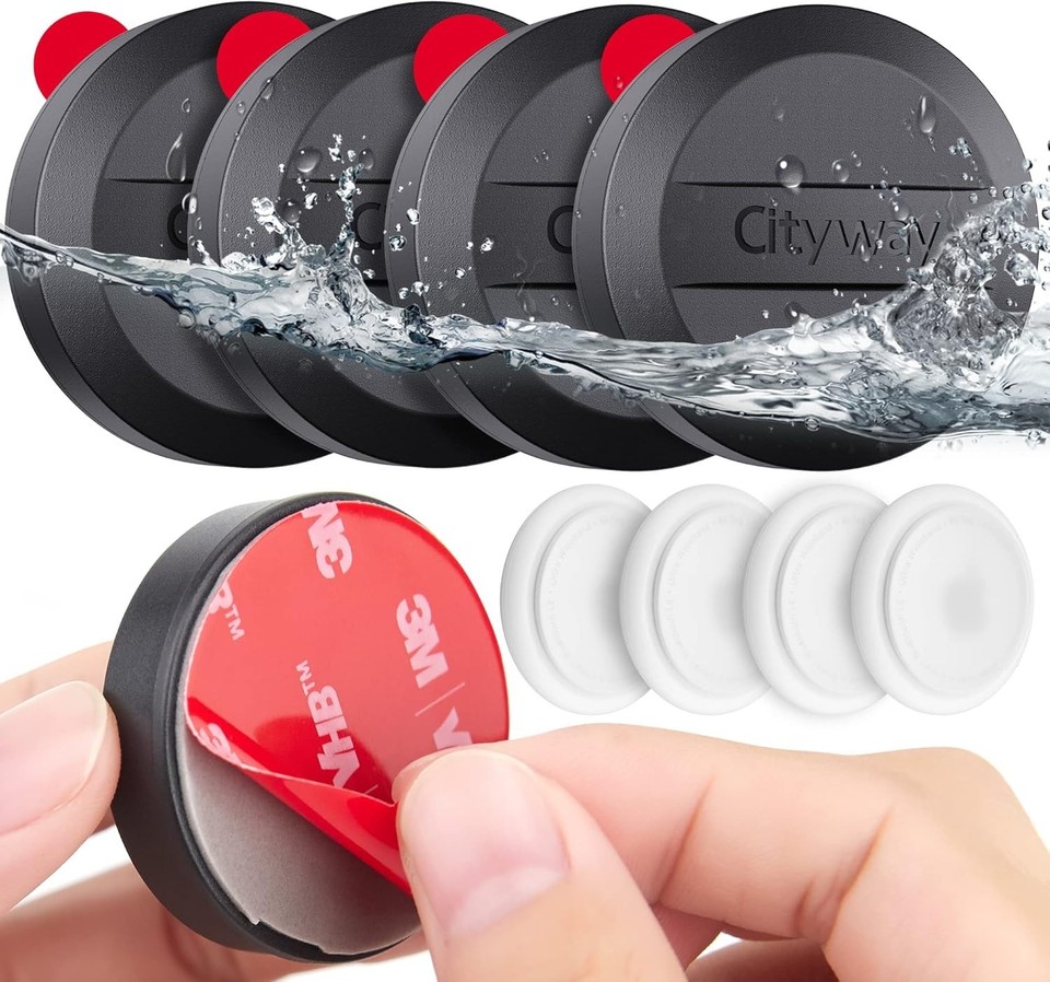 Ultra-Durable Black Airtag Case 4 Pack with Strong Adhesive for Bikes ...