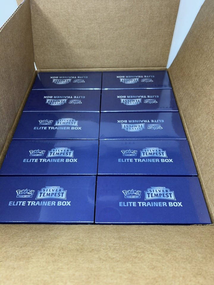 Pokemon Sword & Shield SILVER TEMPEST 10 BOX ELITE TRAINER Unsealed ...