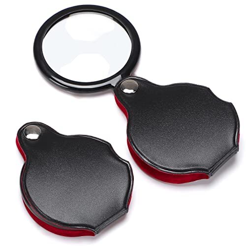 2Pk 10X Foldable Magnifying Glass w/ Protective Sheath for Reading ...