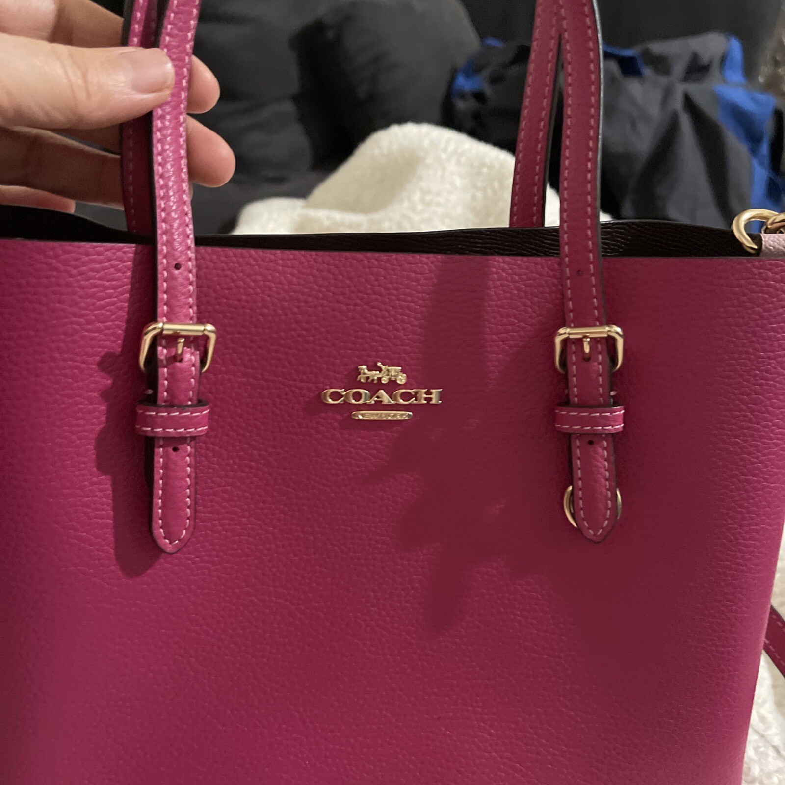 Coach C4084 Mollie Double Face Pebbled Leather Tote B… - Gem