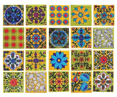 Decorative Handmade Traditional 2 x 2 inch Ceramic Tiles Multicolor ...