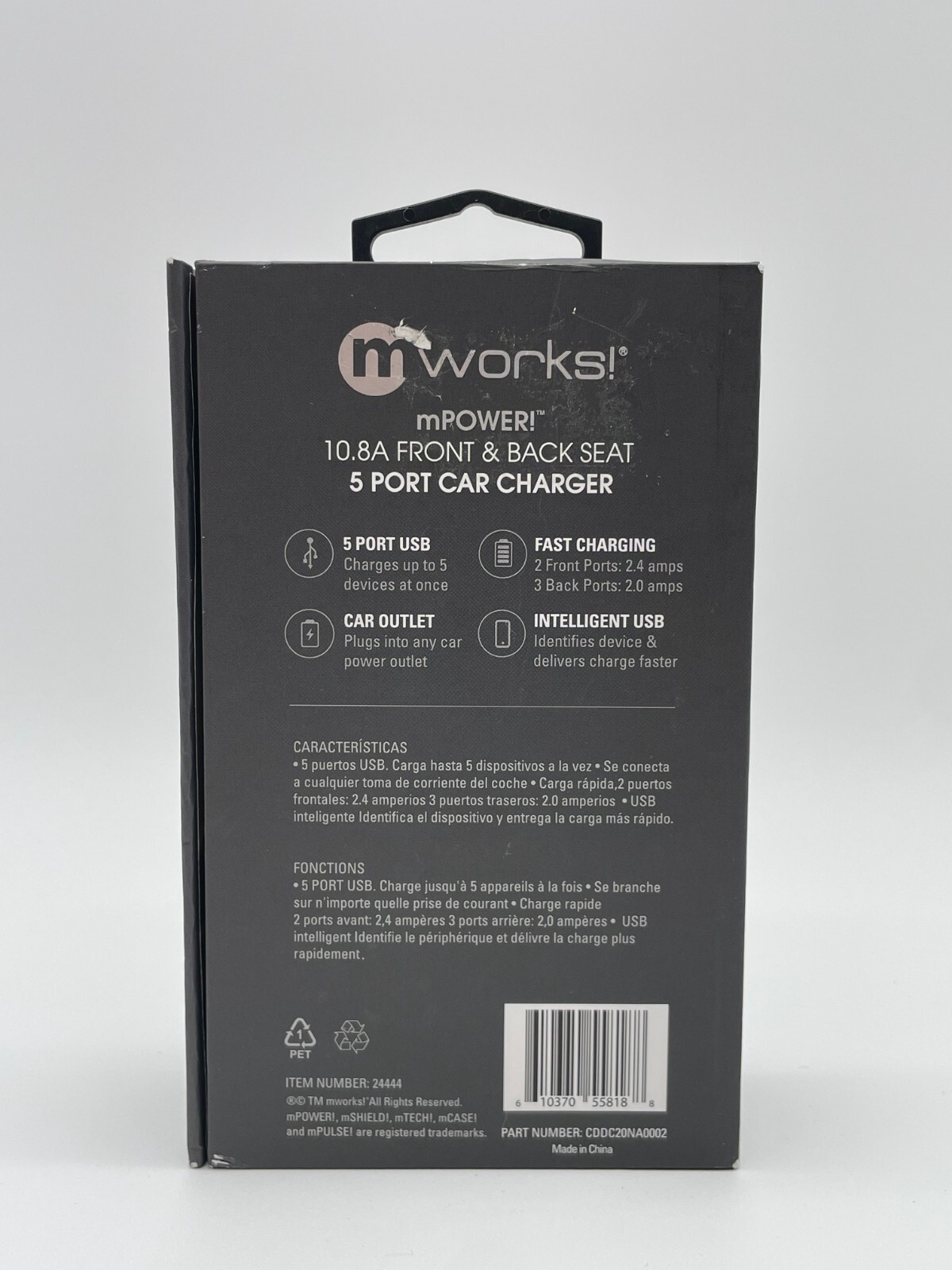 mworks! mPOWER! 10.8A Front & Back Seat 5 Port Car Charger, Rose Gold ...