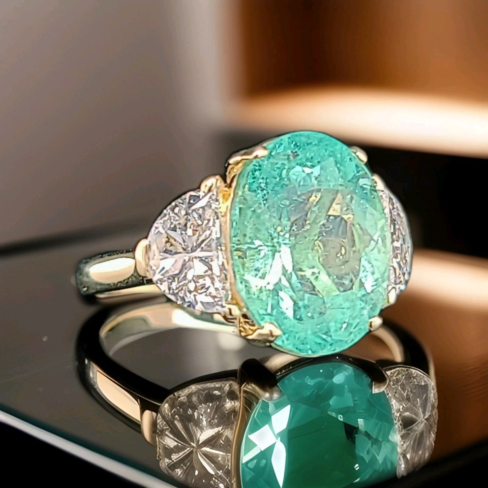 Vintage 18k Yellow Gold Engagement Ring 7.35CT.Natural Colombia Emerald ...