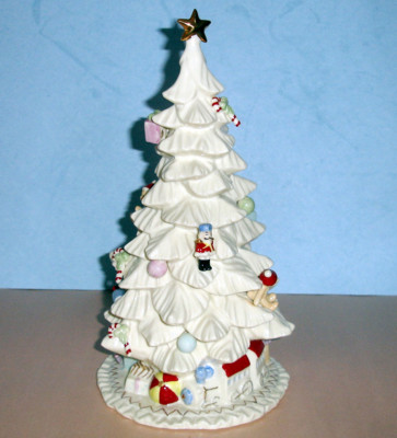 Lenox Christmas Tree Sculpture Fireplace Collection 12"H Hand Painted ...