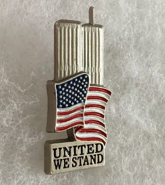 United We Stand Lapel Pin Twin Towers Tie Tack 911 NYC 3D Pin Flag A483 ...