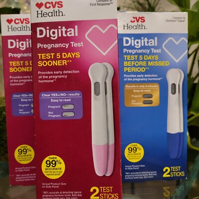 6x CVS Health Early Result Pregnancy Tests Digital 5 Days Sooner Clear ...
