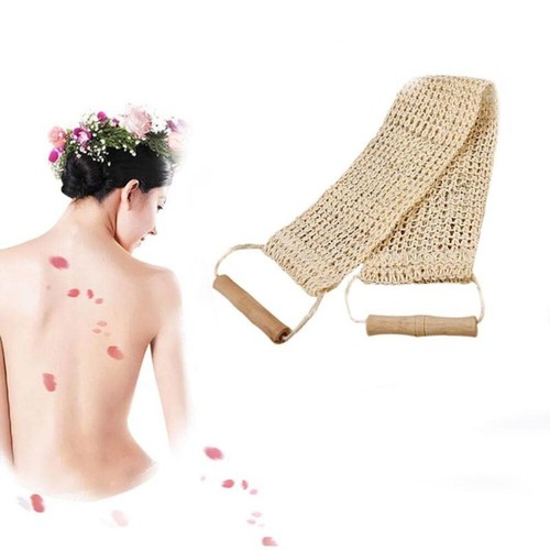 Handle Durable Wooden Shower Scrubber Skin Care Sisal Back Strap Shower ...