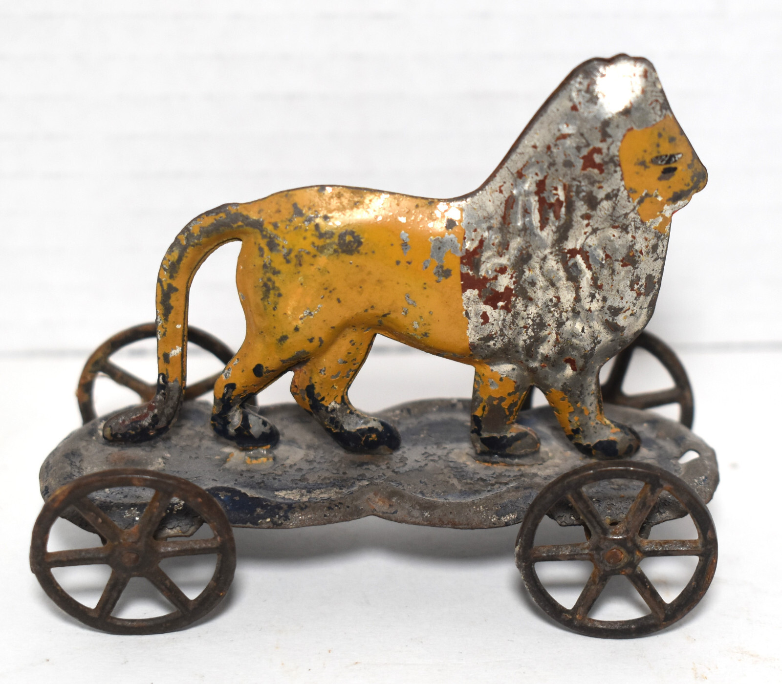 RARE Vintage Antique Early Circus Tin Lion Pull Toy on Platform Cart | eBay
