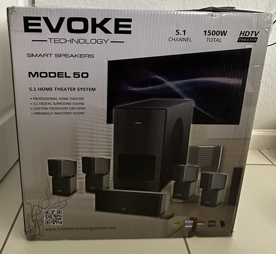 New Evoke Technology 5.1 Home Theater System Model 50 Surround Sound ...