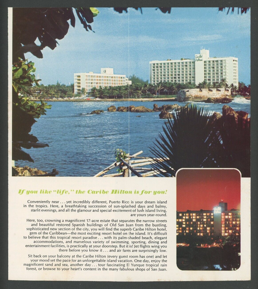 VINTAGE TOURISM BROCHURE / CARIBE HILTON HOTEL / SAN JUAN PUERTO RICO ...