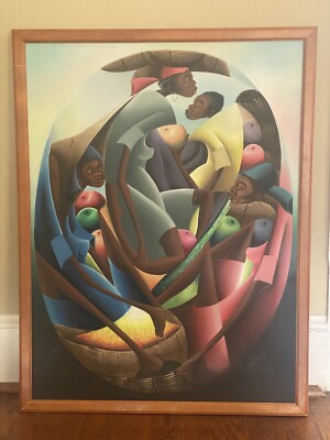 Haitian Original Signed Art Jacques Louissaint female figures fruit ...