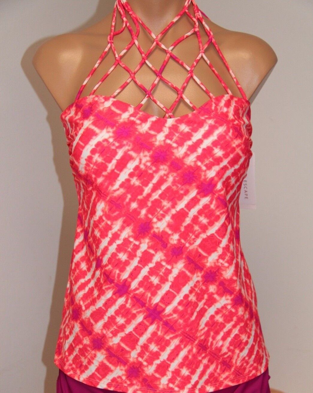 Nwt Island Escape Swimsuit Tankini Top Sz 16 Paradise Macrame Bandini