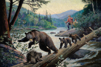 Philip R Goodwin Between Two Fires 1933 Bear and Cubs Fine Art Print 17 ...
