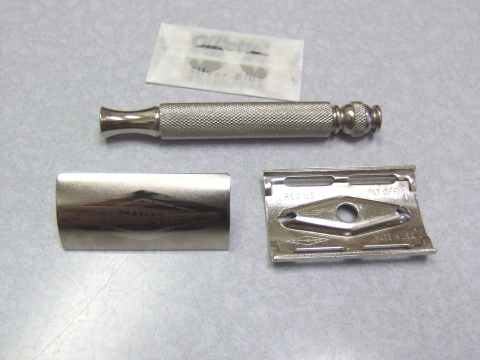 Vintage Gillette TECH DE Safety Razor w Blade A-1 1955 NICE CLEAN | eBay
