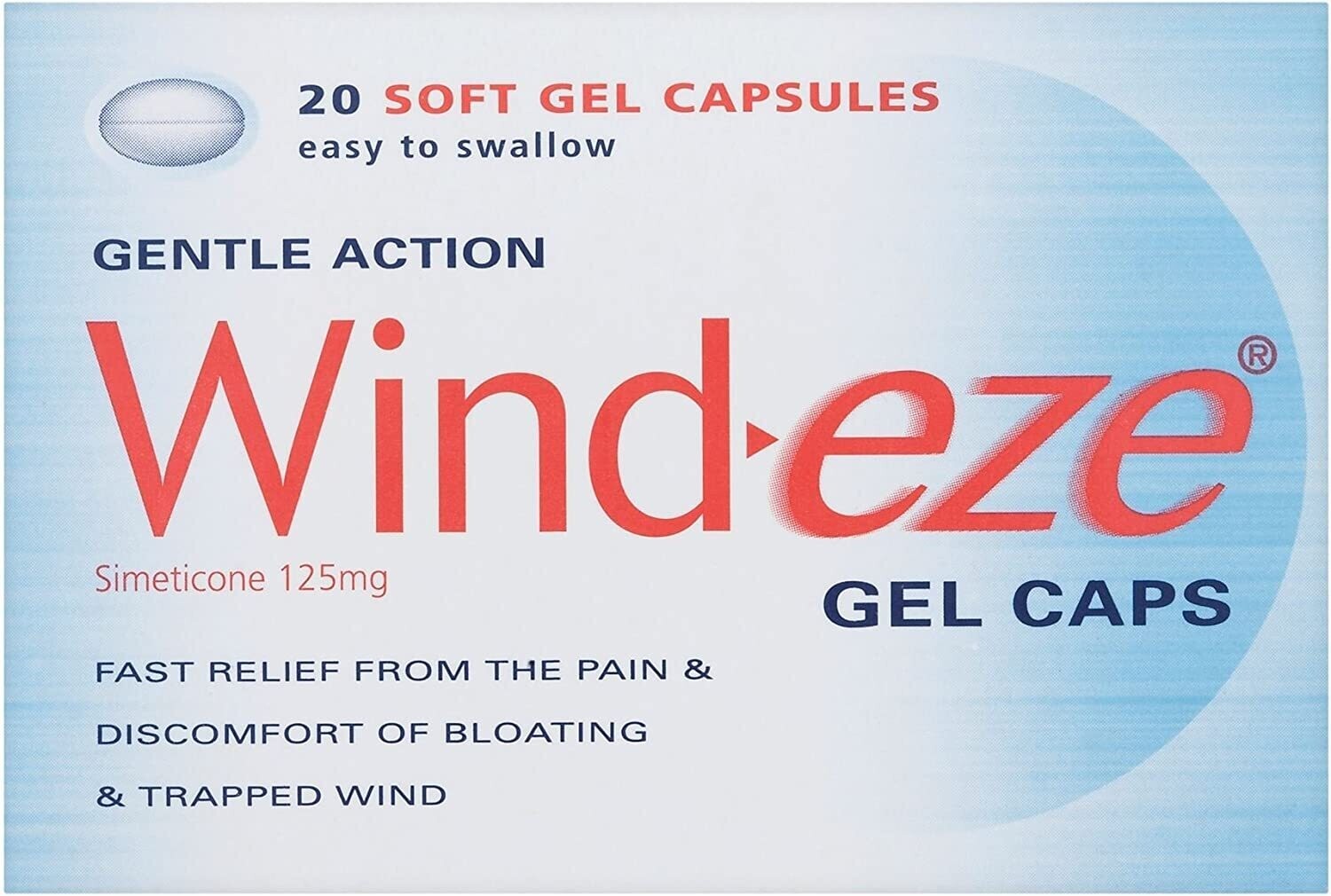 Wind-eze Gel Capsules for Bloating & Trapped Wind Capsules 20-pack 2 ...