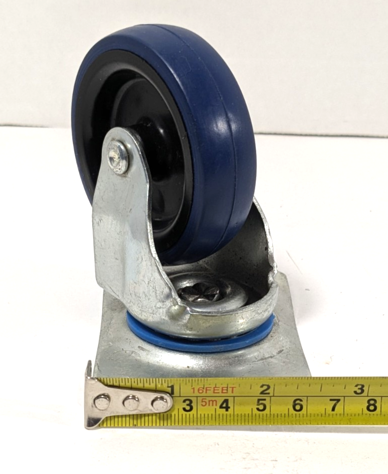 Lot of Four Bolt On Swivel Casters Penn Elcom Rubber Blue Wheel 3" x 7/ ...