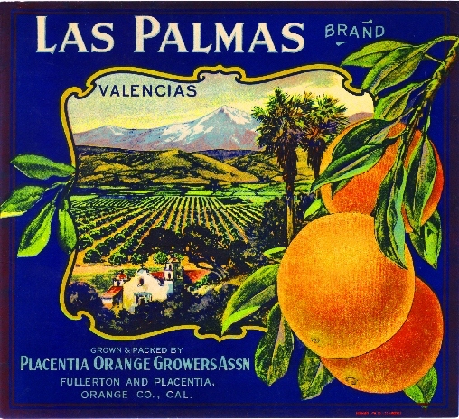 Fullerton Placentia Las Palmas Orange Citrus Fruit Crate Label Art ...