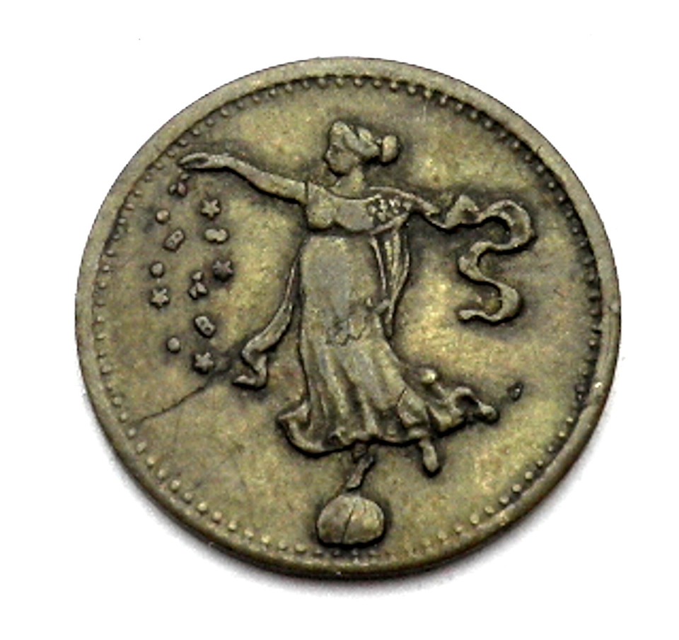 GERMANY NUREMBERG SPIEL MARKE ZEPPELIN/LADY Token 18mm 1.7g Brass, Rare ...