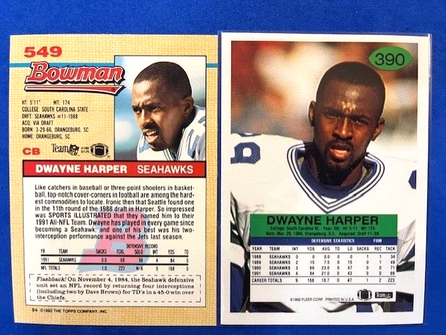NFL - Dwayne Harper 1992 Bowman & 1992 Fleer Football - Seahawks | eBay