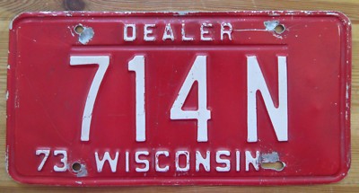 Wisconsin 1973 DEALER License Plate # 714 N | eBay