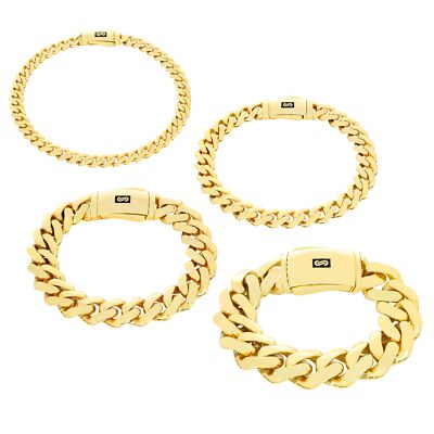 14k Yellow Gold Miami Cuban Royal Monaco Chain Bracelet 5mm-17mm 7" 7.5 ...