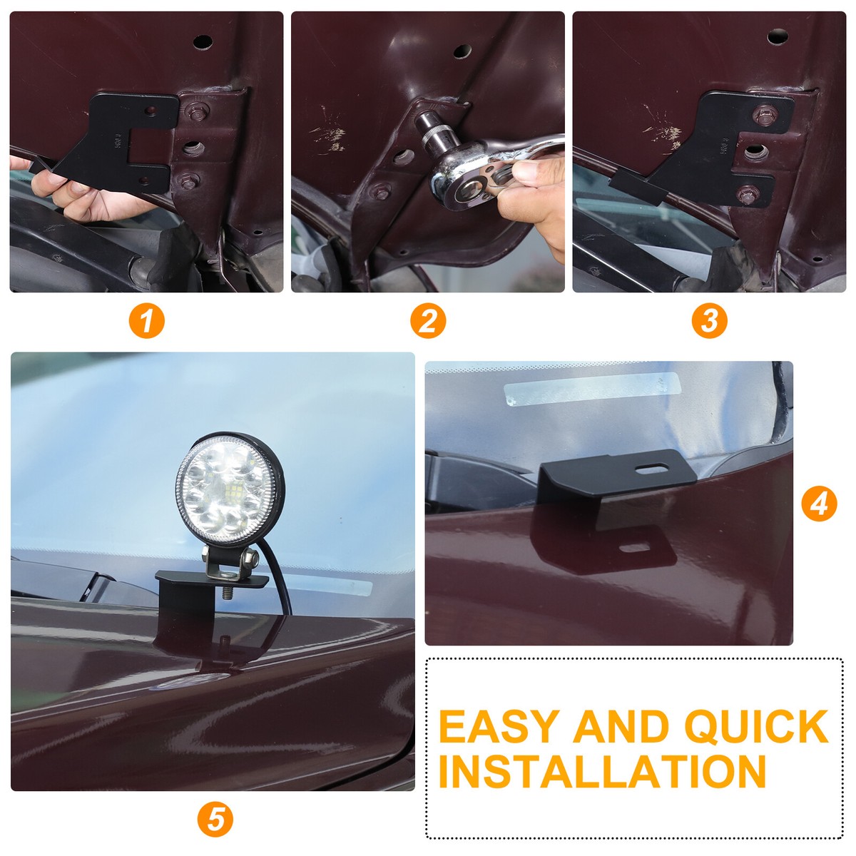 LED Light Brackets HIRUFAIT Hood Hinge Light Mount Brackets For 2003 ...