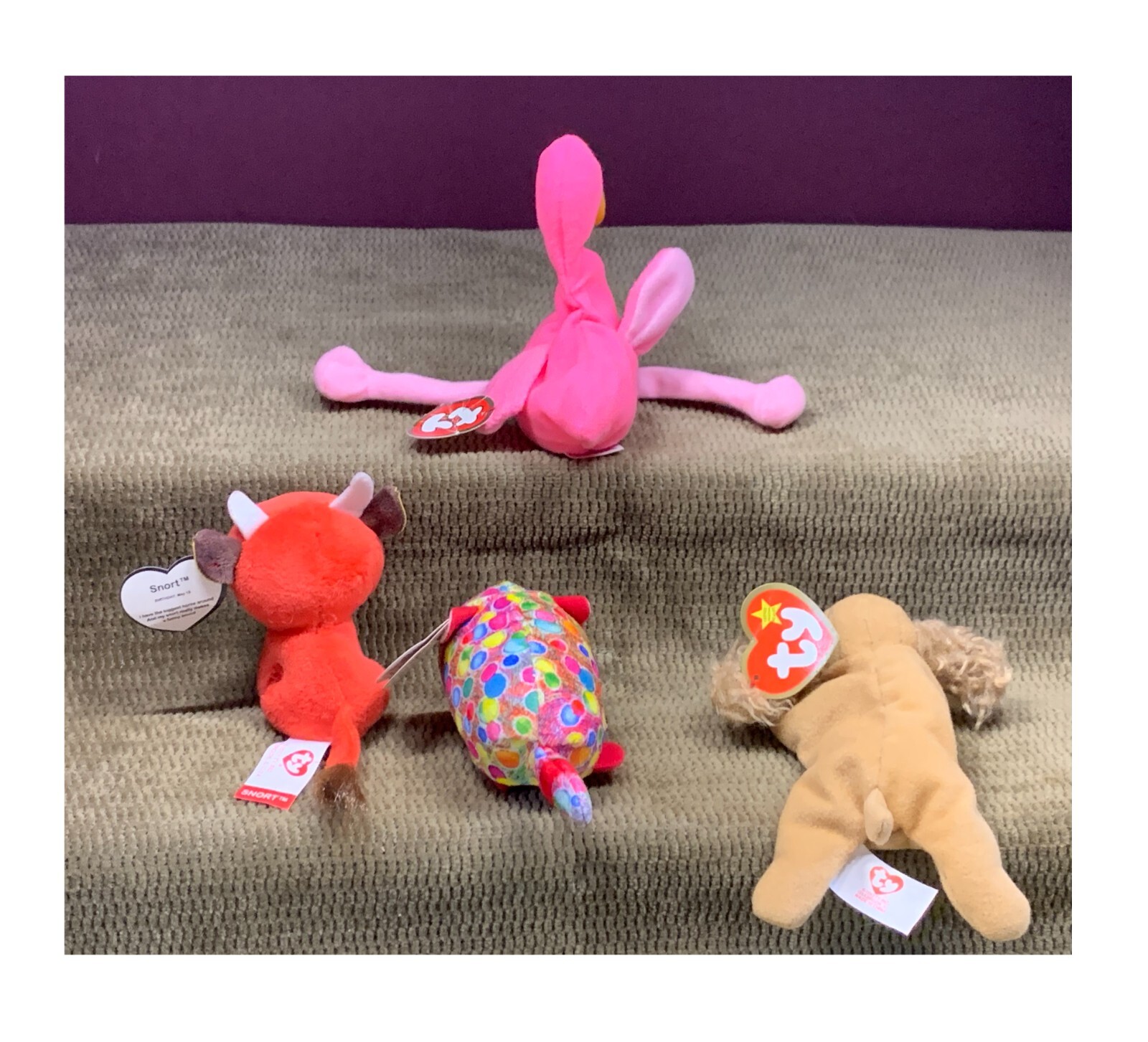 4 MCDONALDS TY BEANIE BABY SNORT, RUGGER, PINKY, & SPUNKY PLUSH/STUFFED ...